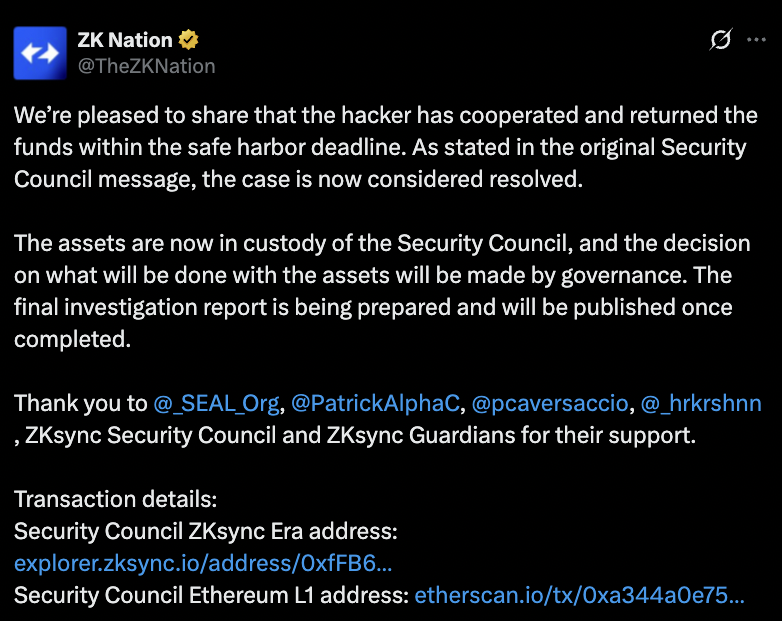 Matter Labs Sued Over ZKSync IP; $5.7M Stolen Tokens Recovered After ...