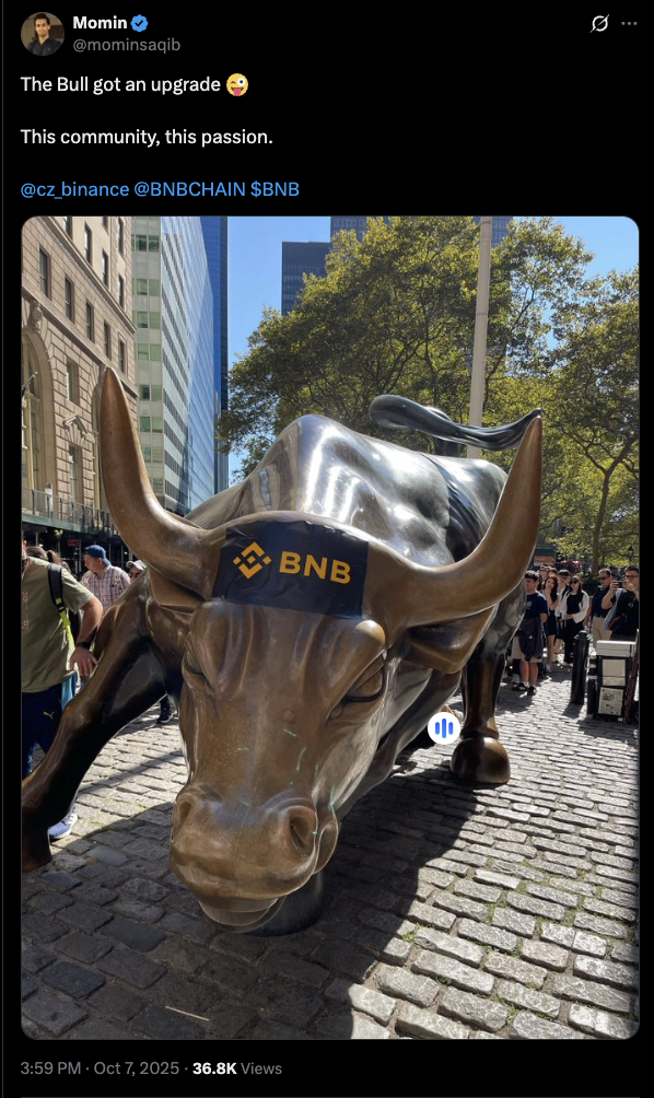 BNB Sticker on Wall Street Bull Sparks $WBULL Meme Coin Frenzy - "The ...