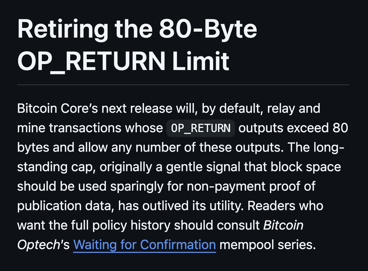 Bitcoin Core to Remove 80-Byte OP_RETURN Limit in Upgrade Citing Peter ...