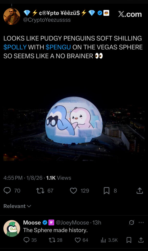 Pengu and Polly Share the Las Vegas Sphere as $POLLY Draws Wider ...